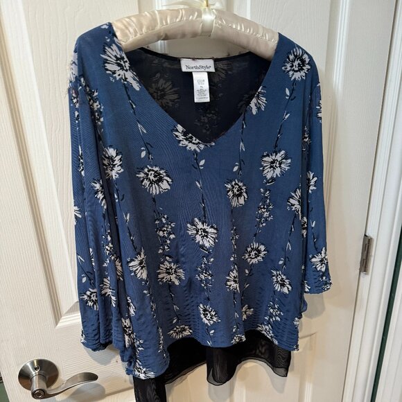 NorthStyle | Tops | Northstyle Blue Floral Blouse | Poshmark